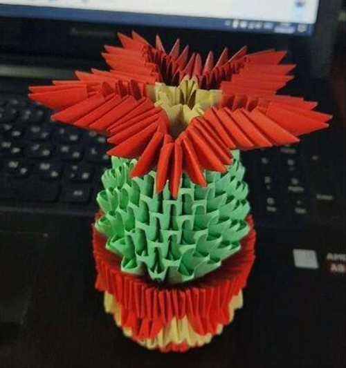 Модульное оригами кактус цветы