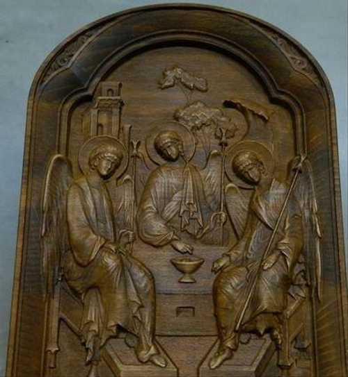 Икона Святая Троица,резная,деревянная