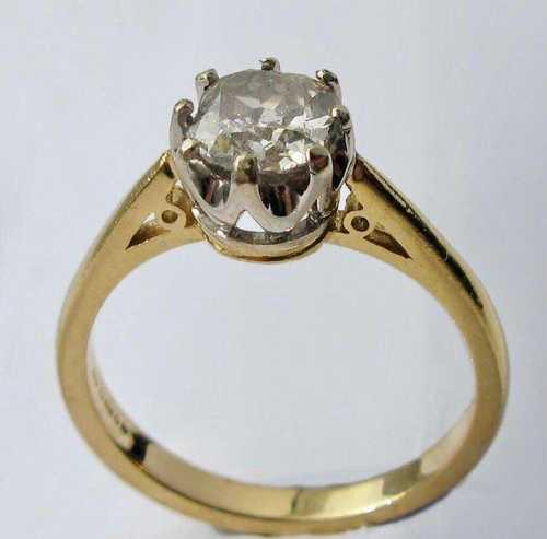 Кольцо с бриллиантом 0.92ct, Лондон, 1962г