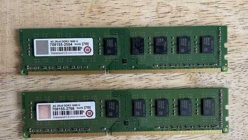 DDR3 8Gb (2x4Gb) 1600мгц, Transcend