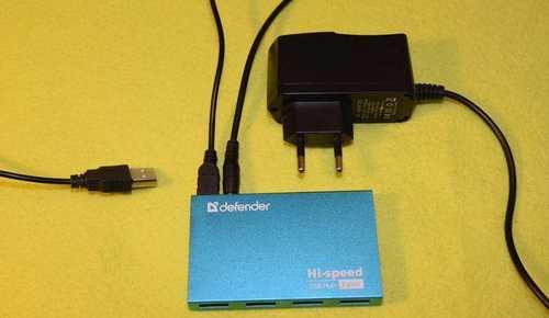 USB hub с питанием 7 портов Defender Quadro