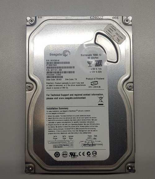 Жесткий диск Seagate ST380815AS 80GB 7200RPM SATA