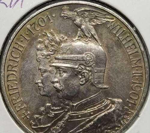 Серебряные монеты 2 и 3 марки Германской империи