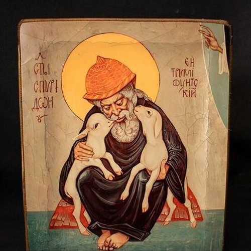 Икона ручной работы " Спиридон Тримифунтский"