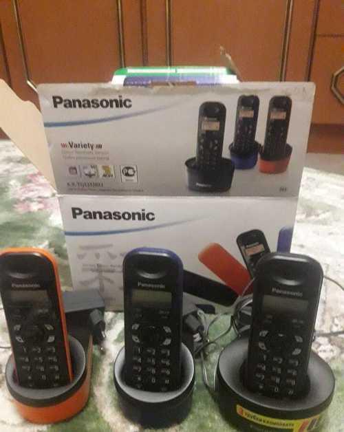 Цифровой беспроводный телефон Panasonik (3 шт. в к