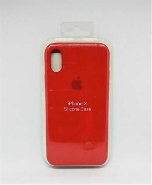 Оригинальный чехол silicone case iPhone 10 X красн