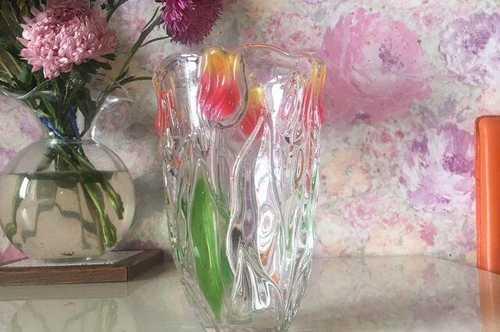 Хрустальная ваза Bohemia тюльпаны