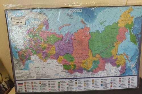 Коврик-подкладка настольный. Карта России. 380х590