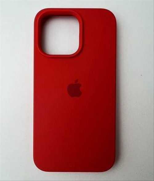 Красный силиконовый чехол на Phone 13pro +стекло
