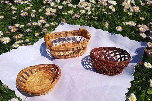 Декоративные плетённые корзинки (натур.лоза) 3шт
