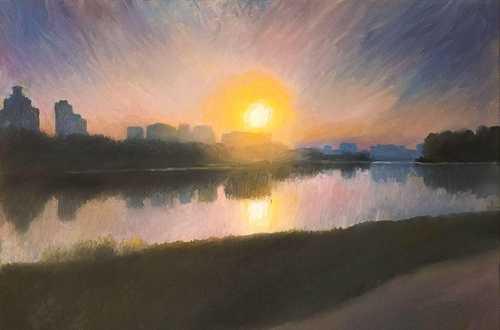 Картина " Москва. Рассвет на Борисовских прудах"