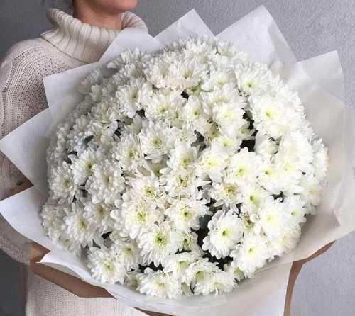 Букет из белых кустовых хризантем (15 шт)