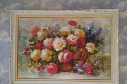 Картина "Цветы в корзинке"