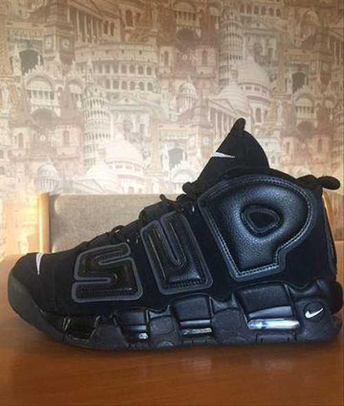Мужские кроссовки.Supreme x Air More Uptempo Black