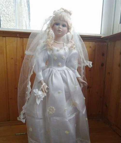 Кукла фарфоровая невеста 60см
