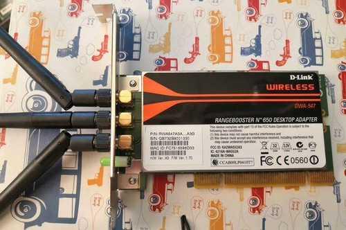 DWA-547. PCI адаптер для подключению к WiFi D-Link