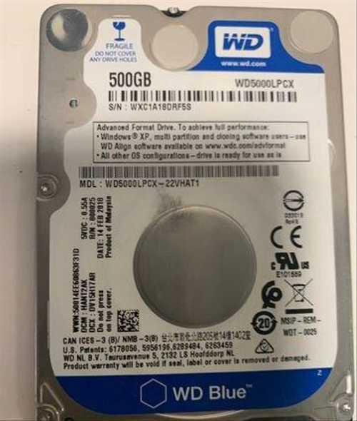 Жесткий диск hdd 500gb WB blue WD5000lpcx