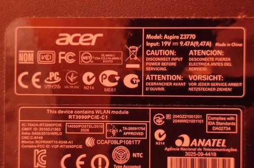 Моноблок acer aspire z3770