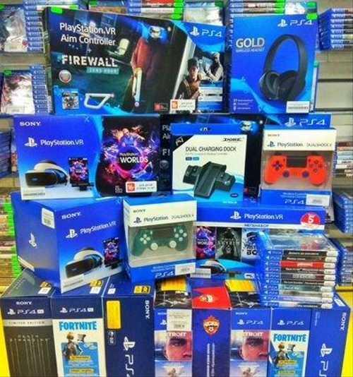 Консоли PS4,очки VR, Dualshock, докстанции