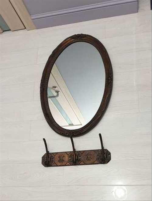 Зеркало в металлической раме + вешалка