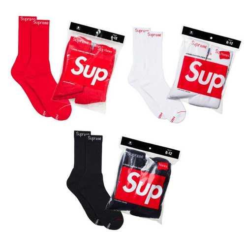 Носки Supreme Hanes Crew Socks