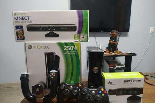 Xbox 360 slim 256 Гб + kinect + много игр