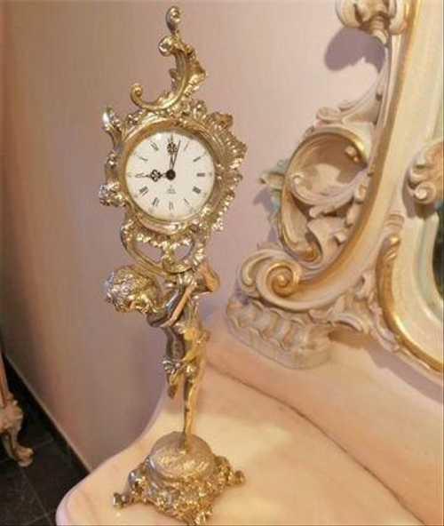 Настольные часы винтаж бронза антикварные Италия