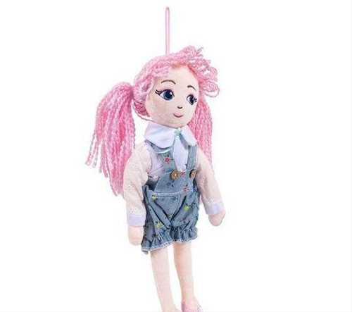 Кукла мягконабивная ABtoys с розовыми волосами в шортах, 35 см (M6025)