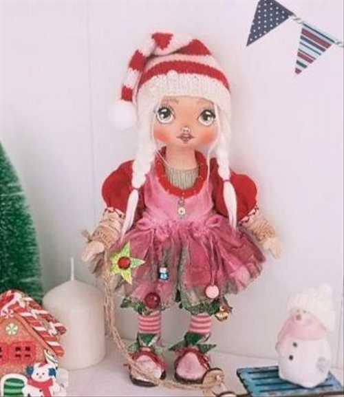 Кукла интерьерная, ручной работы "Новогодний эльф"
