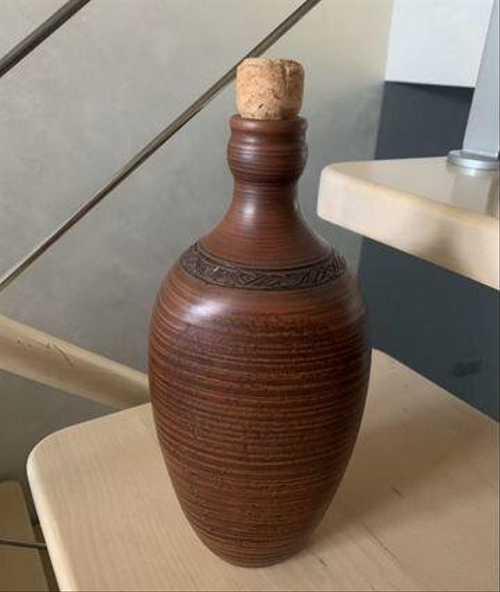 Глиняная бутылка ручной работы