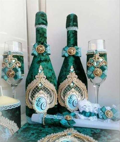 Свадебное шампанское, фужеры, сундучок