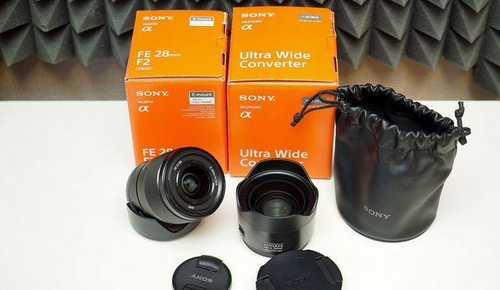 Объектив Sony SEL28F20 + конвертер SEL075UWC