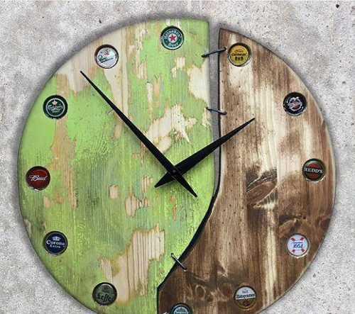 Настенные часы из дерева для любителей пива (39 см