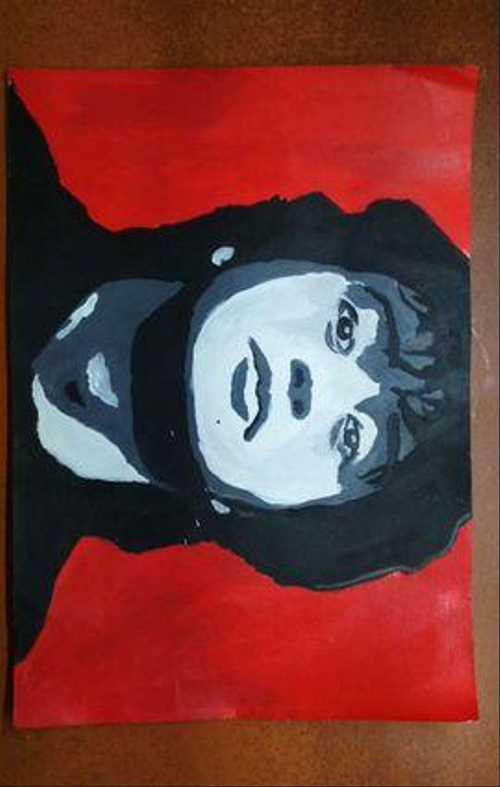 Картина портрет Цоя акрилом