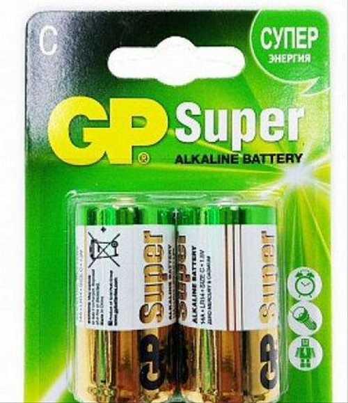 Батарейка GP Super LR14 / C BL2 Alkaline 1.5V
