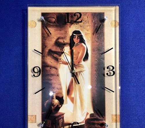 Стеклянные часы-картина «Клеопатра» 38х28 см