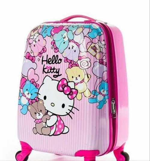Детский чемодан на колесах Hello Kitty с мишками