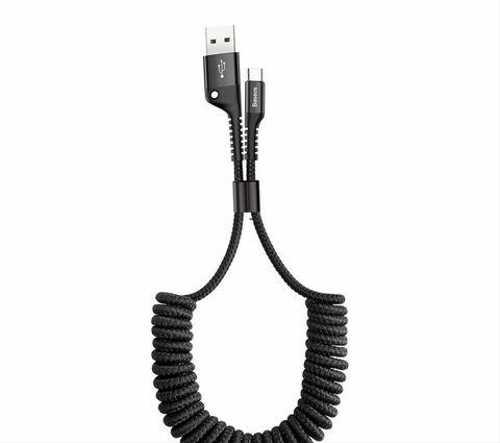 Кабель витой USB-Type-C Baseus Fish Eye Black 1m 2A