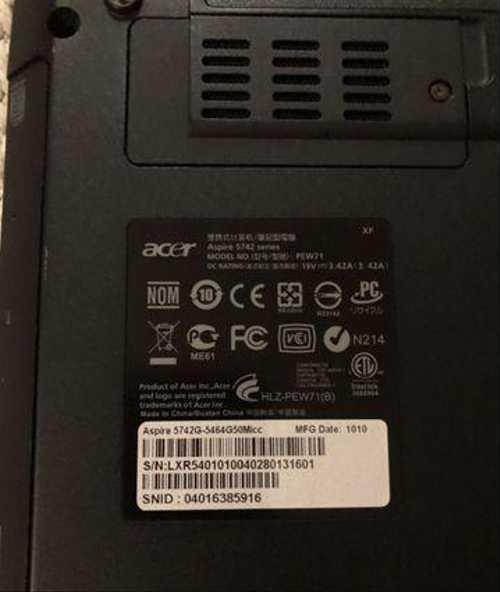 Ноубук на запчасти Acer