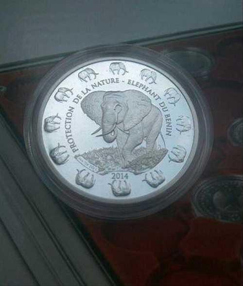 Бенин 1000 франков 2014,слоны