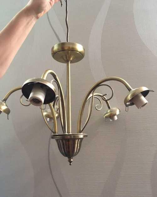 Люстра без плафонов. Латунь