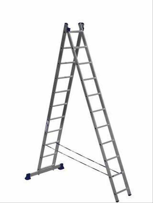 Лестница двухсекционная Алюмет 2x11 алюминиевая
