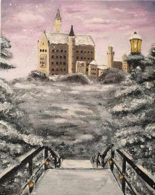 Картина маслом "Замок Нойшванштайн"