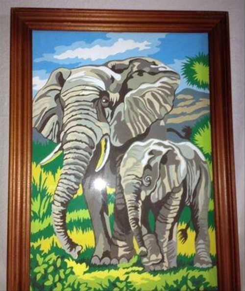 Картина слоны раскраска