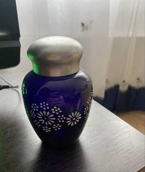 Чайница СССР из кобальтового стекла