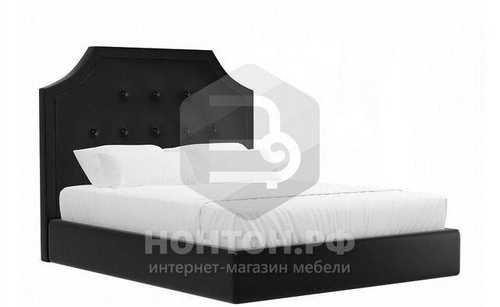 Кровать Кантри 1.6 м экокожа черная