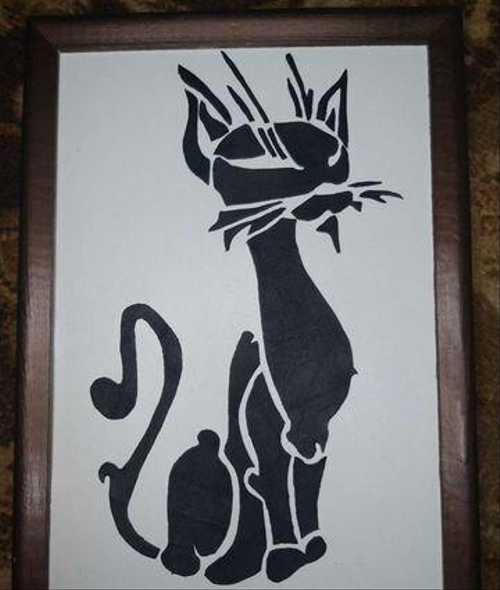 Картина настенная/панно настенное "Кофейная кошка"