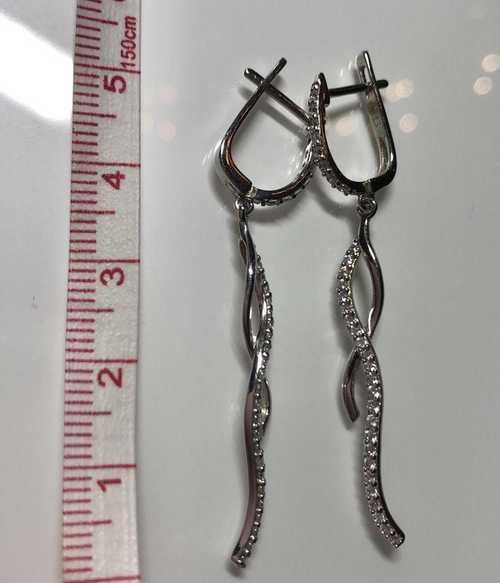 Серьги серебро, фианиты