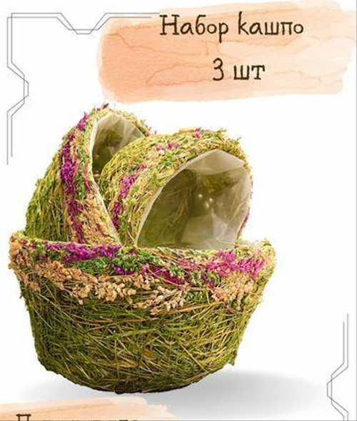 Набор кашпо декорированное, 3 шт
