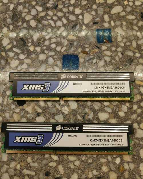 Оперативная память DDR3 2 гб 2 шт. Corsair CMX4GX3